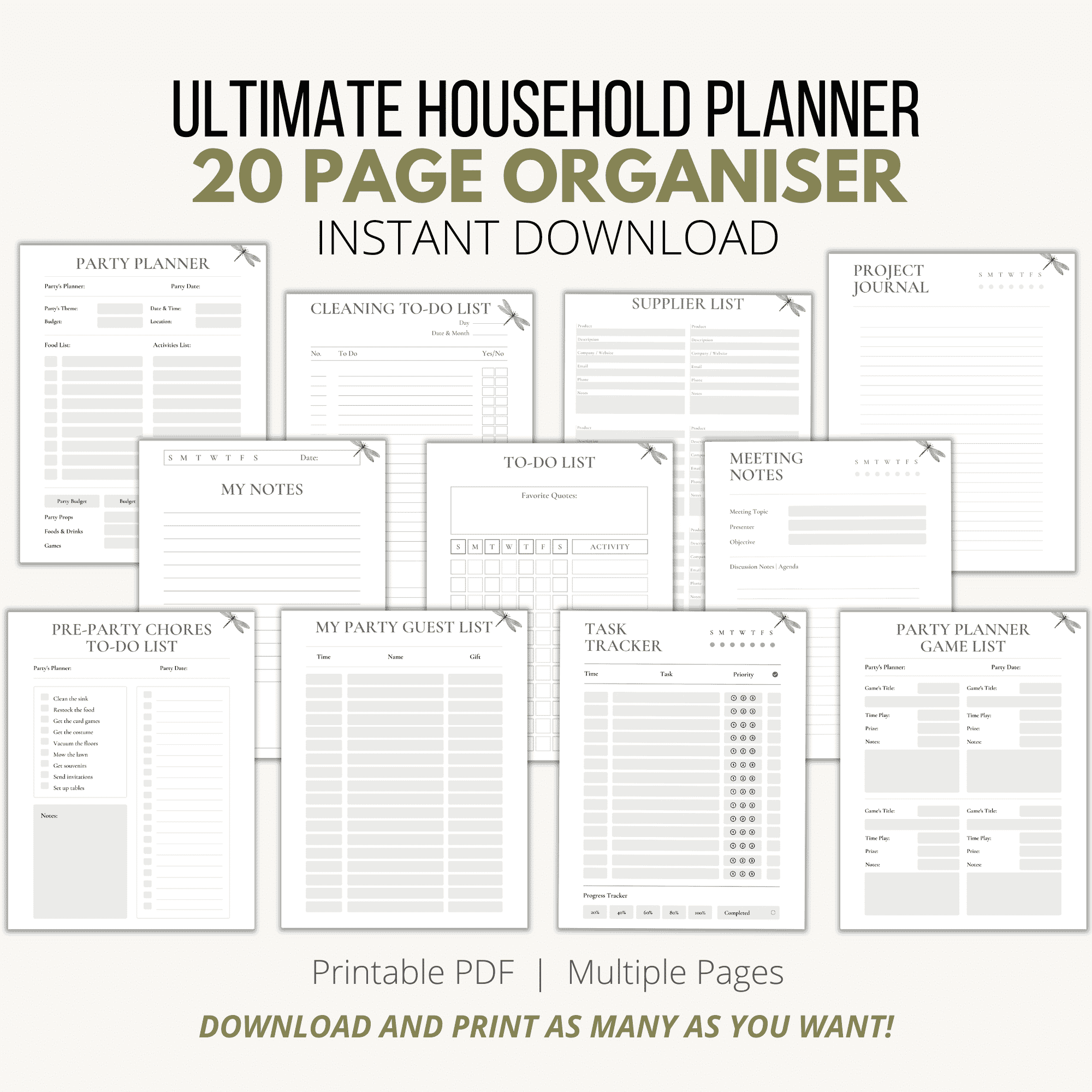 Household Printable Planner Binder - Rachels Recipe Pantry