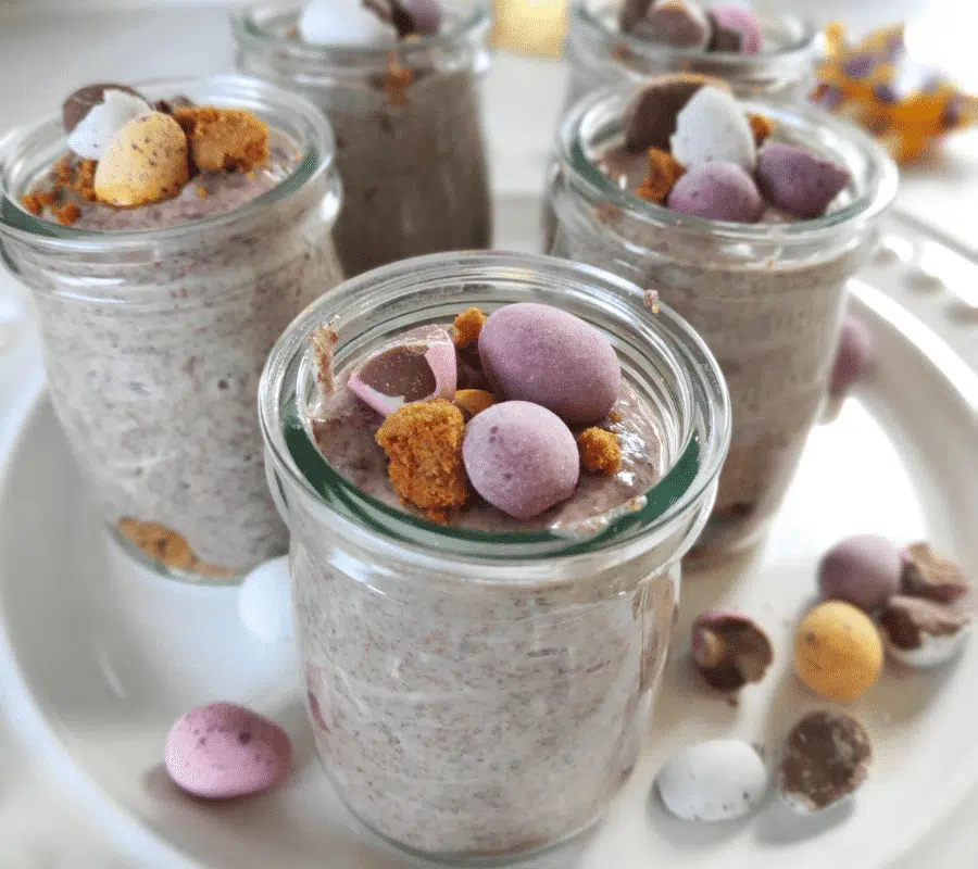 Easy Low-Fat Easter Chocolate Cheesecake Pots (Quark Recipe)