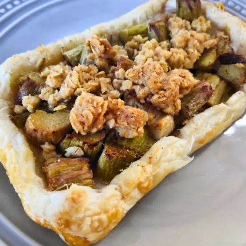Easy Rhubarb Puff Pastry Topped With A Oaty Crumble