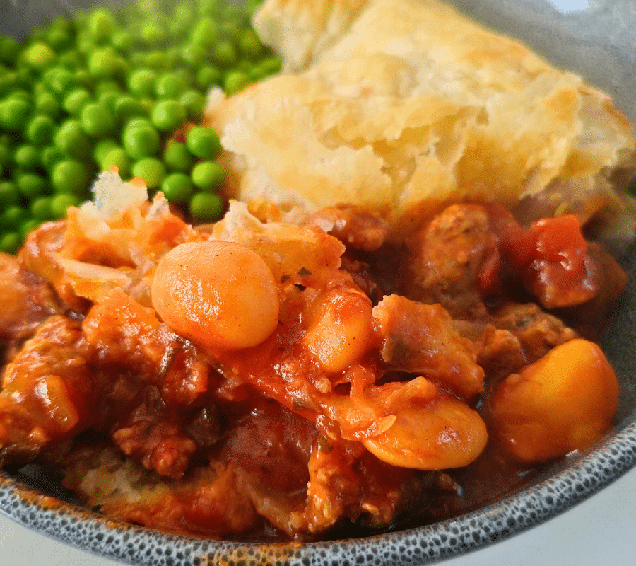 Easy Sausage and Butter Bean Puff Pastry Pie - Rachel's Recipe Pantry